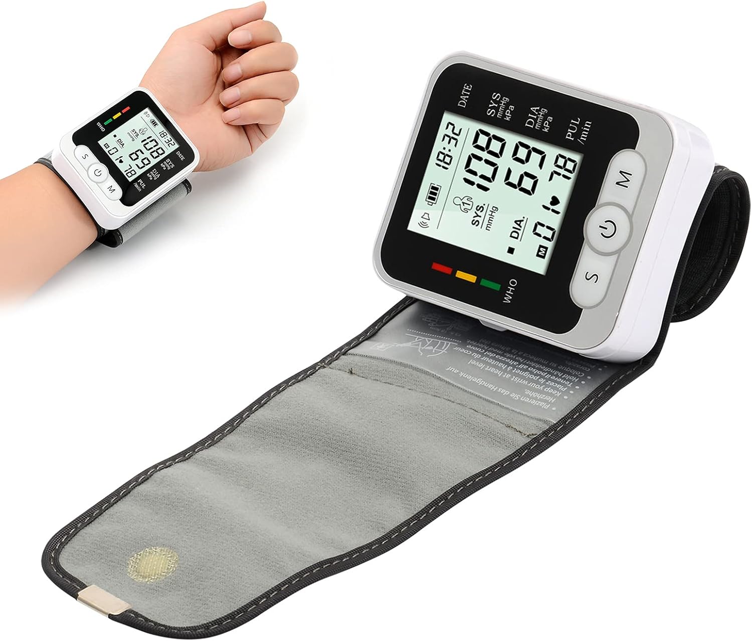 Professional Wrist Blood Monitor, Adjustable Wrist Cuff BP Monitor ...