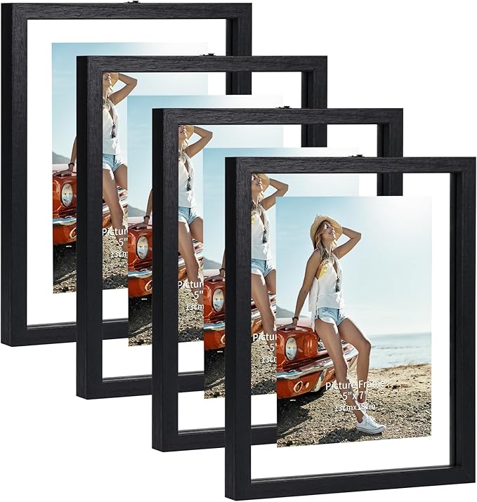 Amazon.com - Trwcrt 5x7 Floating Picture Frames Set of 4, Double Glass ...