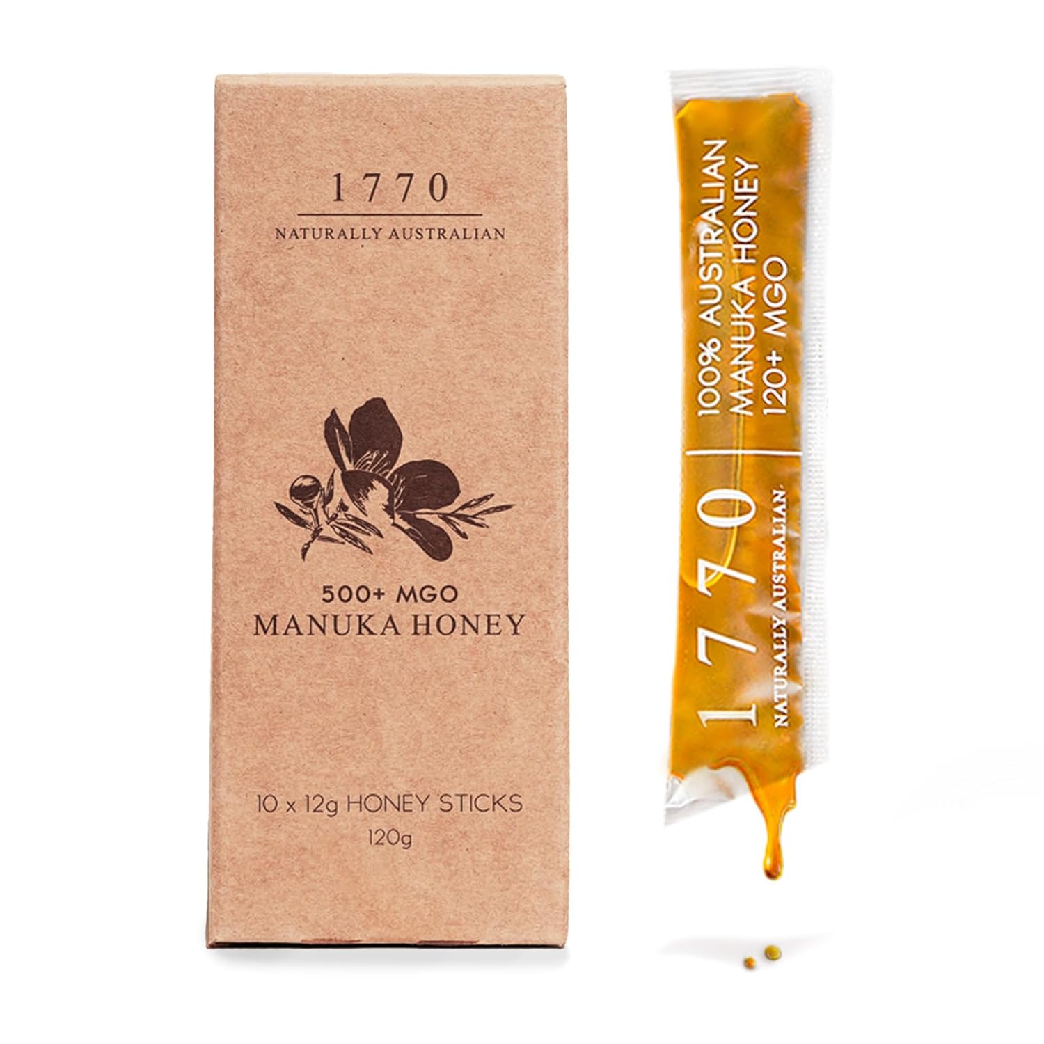 Amazon.com : 1770 Naturally Australian MANUKA HONEY STICKS MGO 500 ...