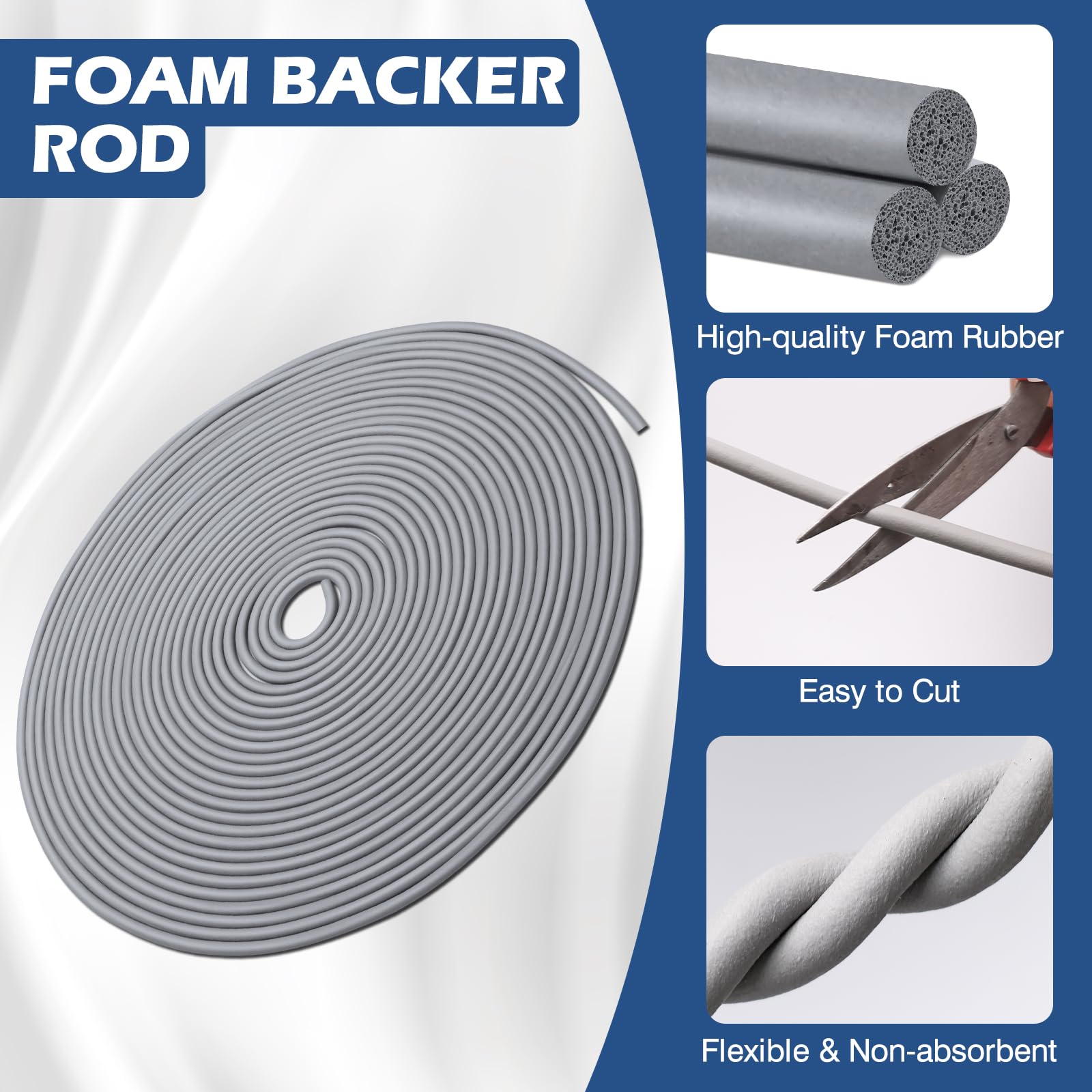 Snapklik.com : 1/4 Inch X 100 FT Backer Rod Foam Rubber Caulk Saver ...