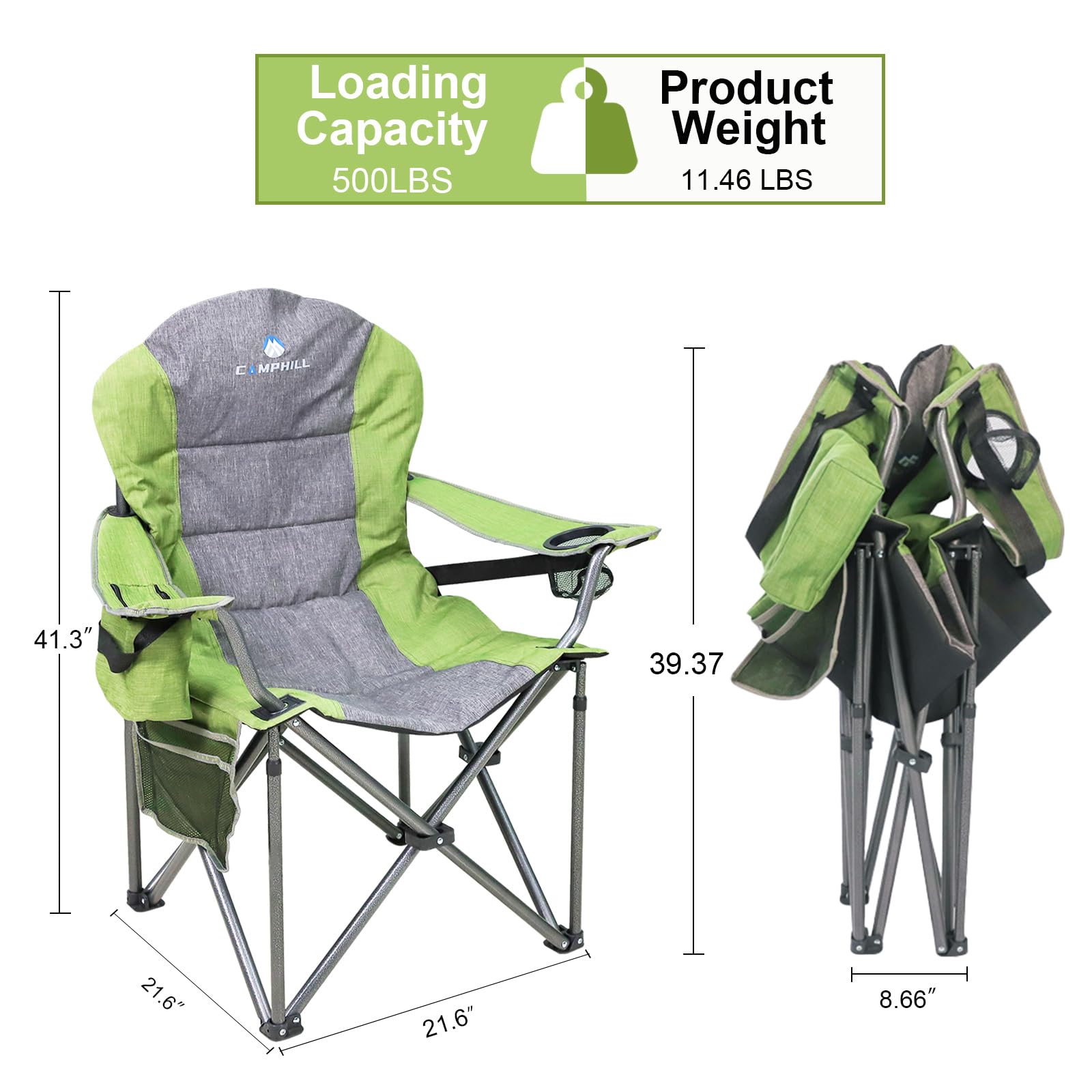 Snapklik.com : Northroad Oversized Portable Camping Chair, Full Padded ...
