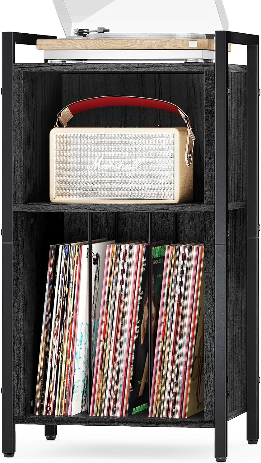 Generic Record Player Stand, Record Stand with 3-Tier Vinyl Record ...