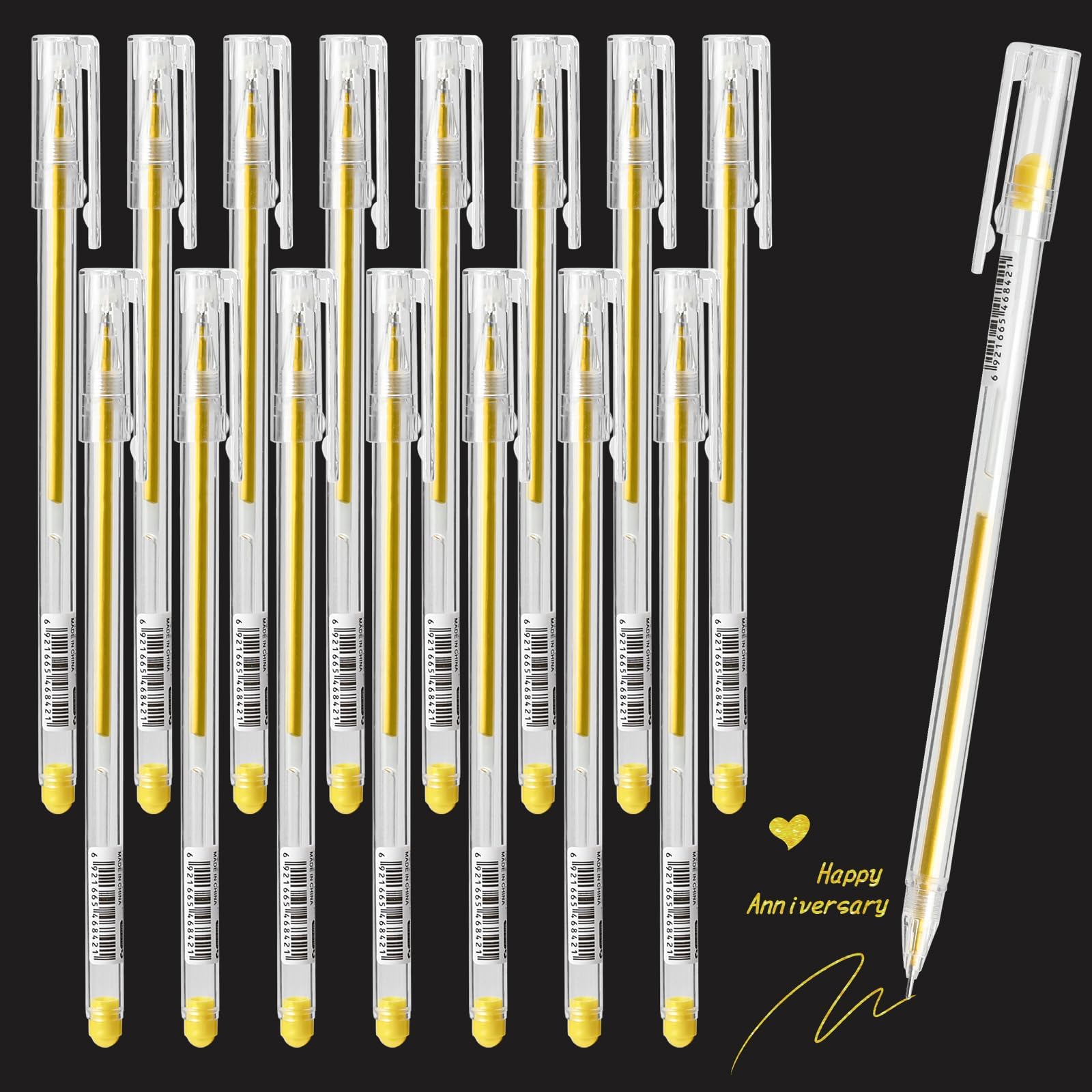 15 Pieces Gold Gel Ink Pens Art Design Supplies 0.5 mm Highlight ...