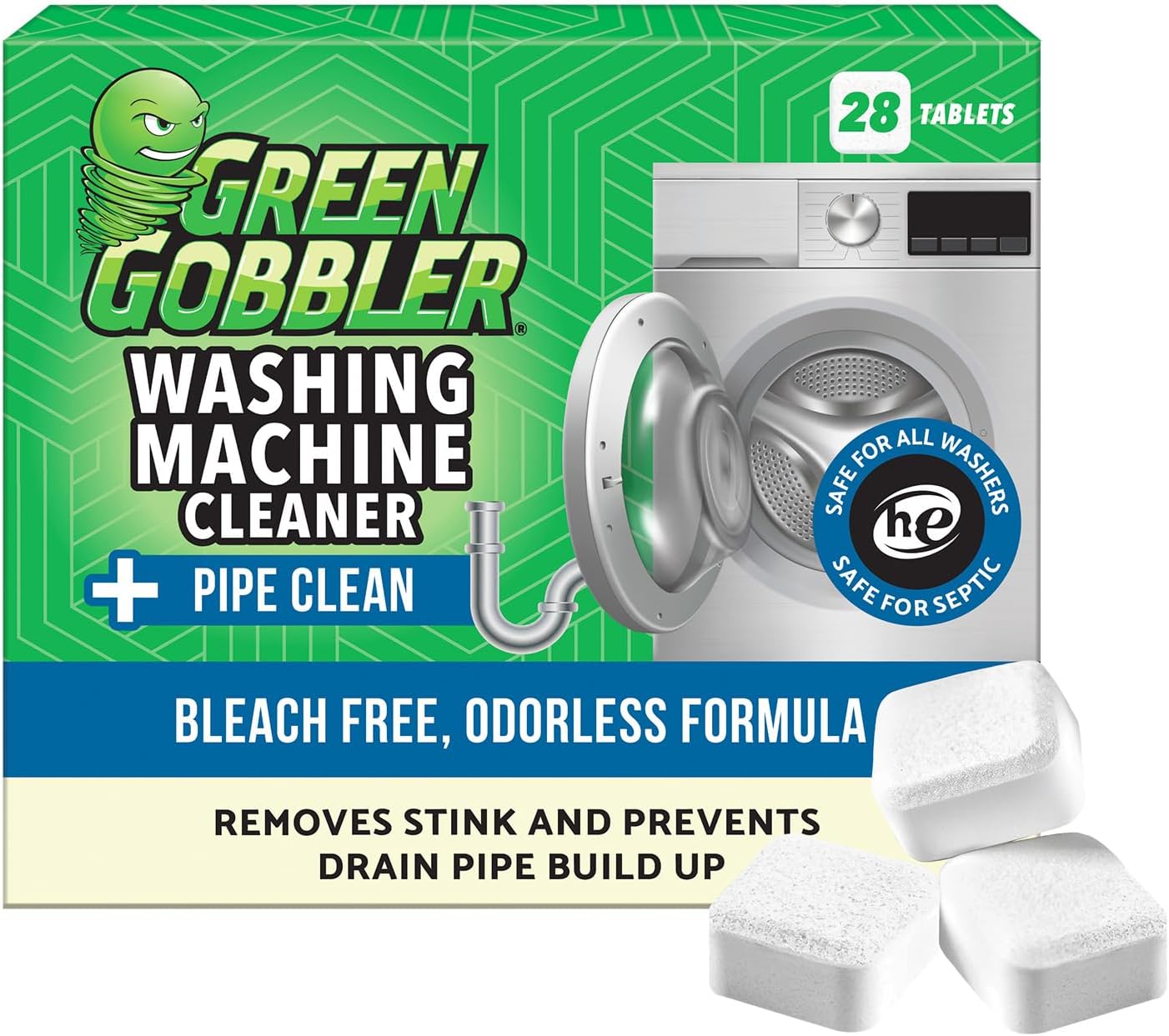 Amazon.com: Green Gobbler Washing Machine Cleaner Tablets with Pipe ...