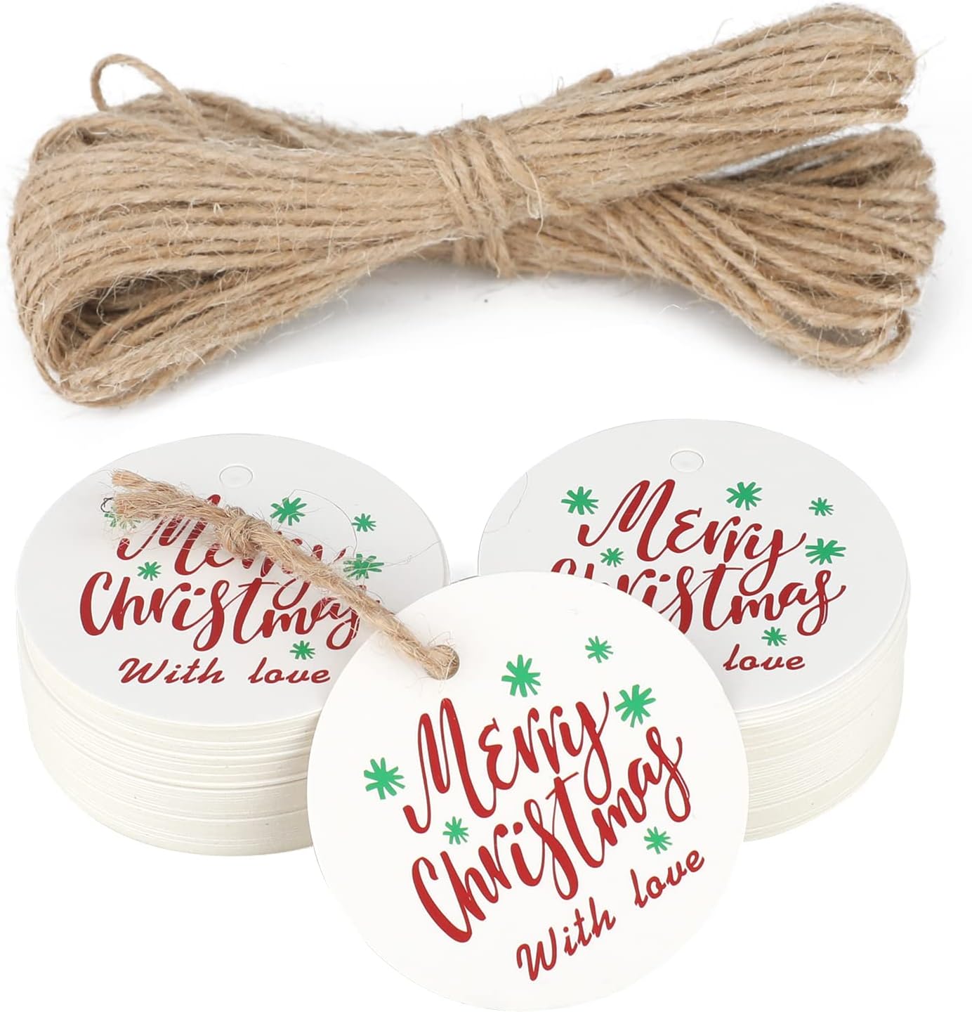 Amazon.com : Christmas Gift Tag with String,100PCS 2" Round Tags Xmas ...