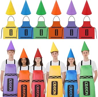 Amazon.com: 6 Set Crayon Costume Color Crayon Apron and Funny Gnome ...