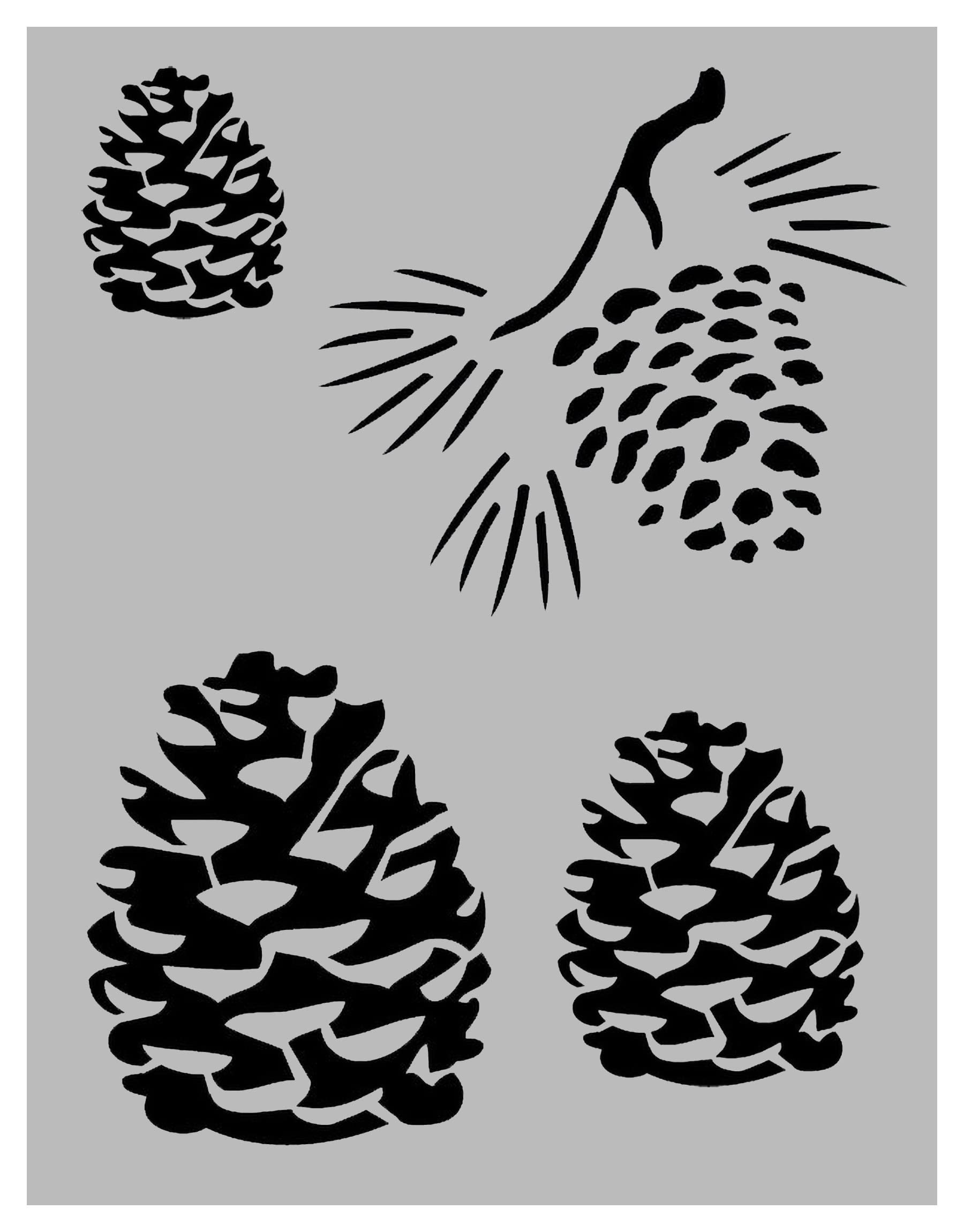 Pine Cone Stencil Patterns Pine Cones With Branch Reusable Stencil