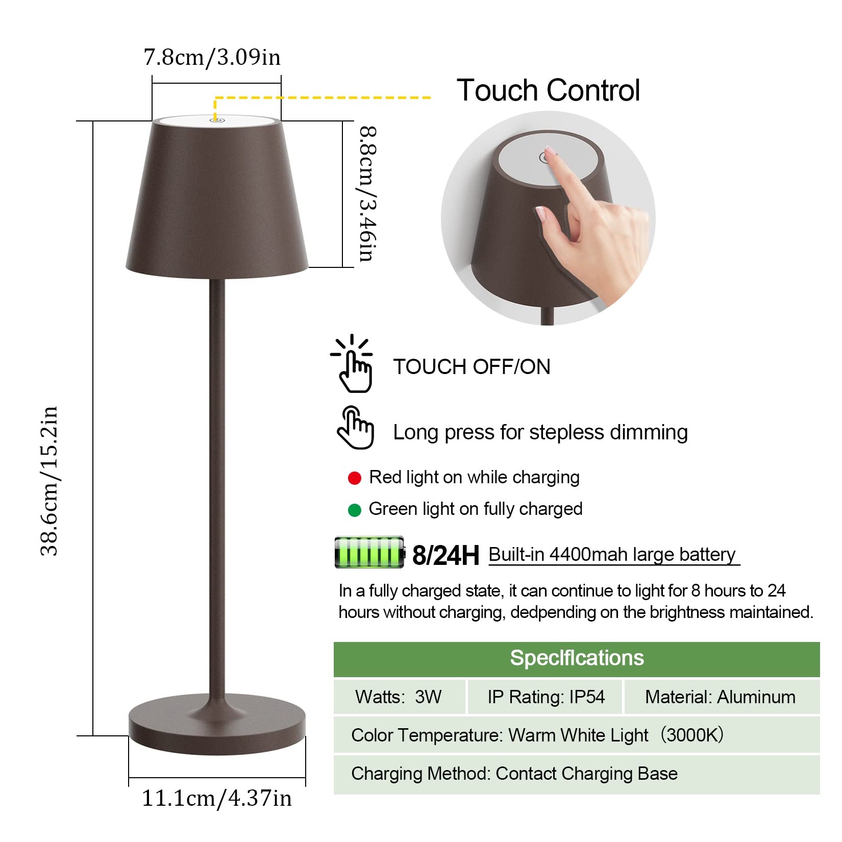 Ralbay IP54 Waterproof Outdoor Table Lamp 2 Pack 4800mah Aluminum ...
