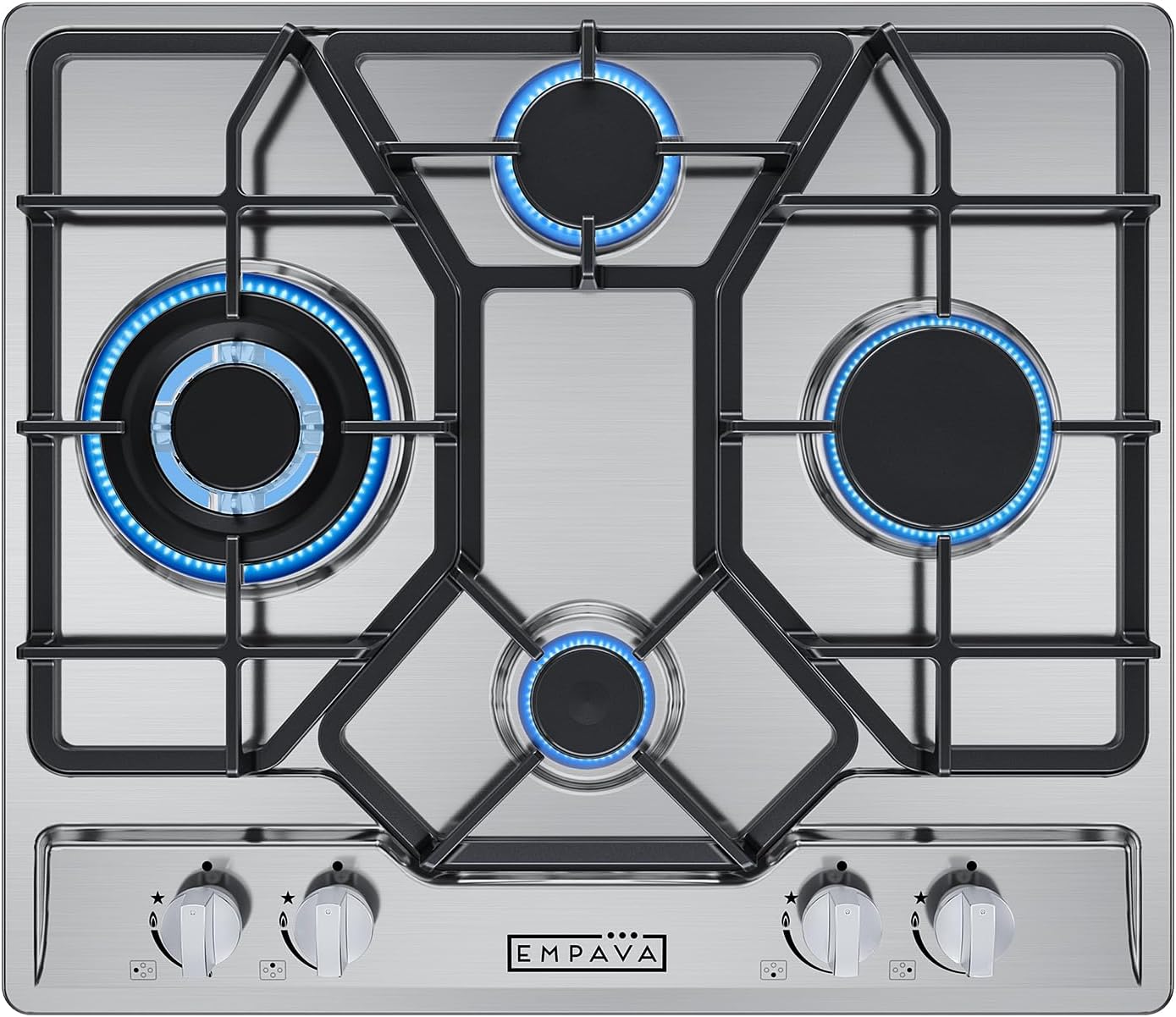 Amazon.com: TYEMUI Gas Stove Top 4 Burners 24inch, Built-in Glass Gas ...