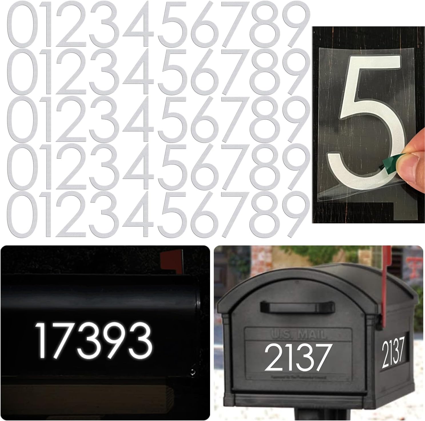 Amazon.com: Diggoo Reflective Mailbox Numbers Sticker Decal Die Cut ...