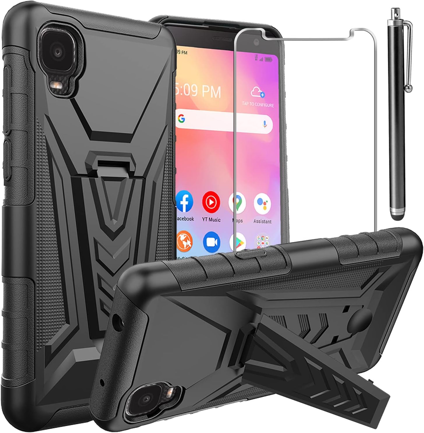 Amazon.com: for Alcatel TCL A3X A600DL Case, with Tempered Glass Screen ...