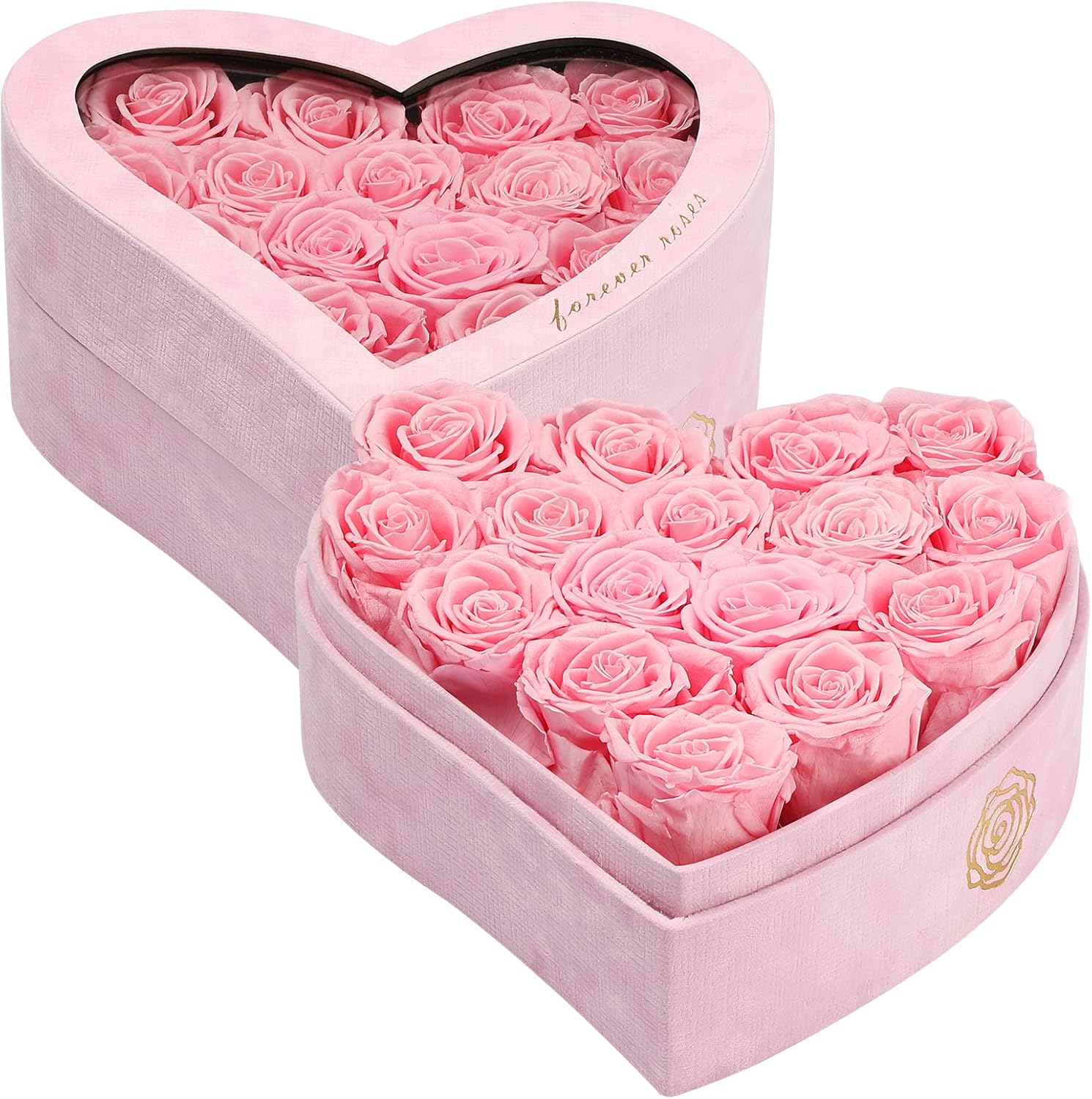 Amazon.com: HERBMOTG 16 Forever Flowers in Heart Shaped Box - Preserved ...