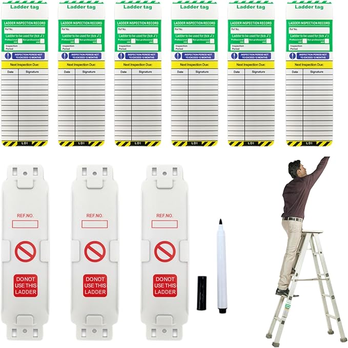 Ladder Tags Ladder Inspection Tags, 3 Holders 6 Ladder Inspection Tag ...
