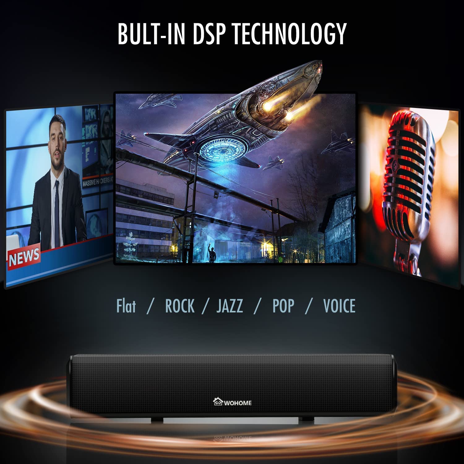 Snapklik.com : Wohome 16-Inch Small Sound Bars For TV, 50W Mini TV ...