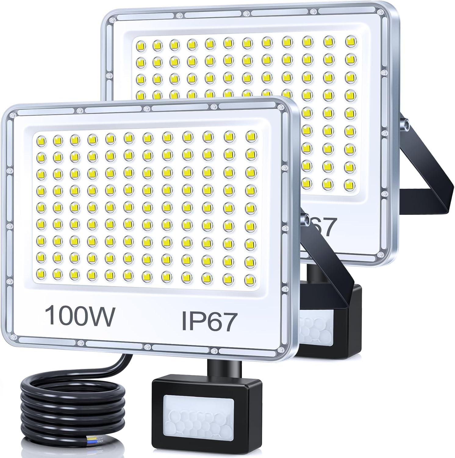 TASINUO 100W Security Lights Outdoor Motion Sensor 2 Pack, 10000LM LED ...