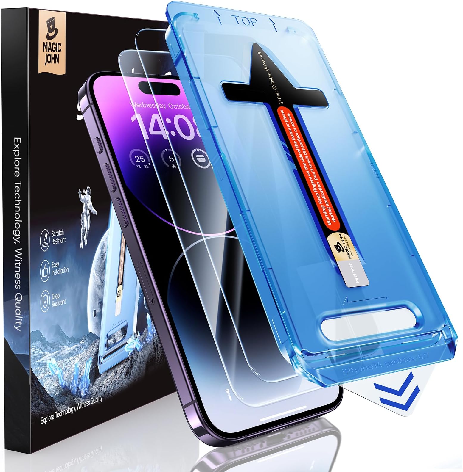 ESR for iPhone 14 Pro Max Screen Protector Set, 3 Tempered-Glass Screen ...