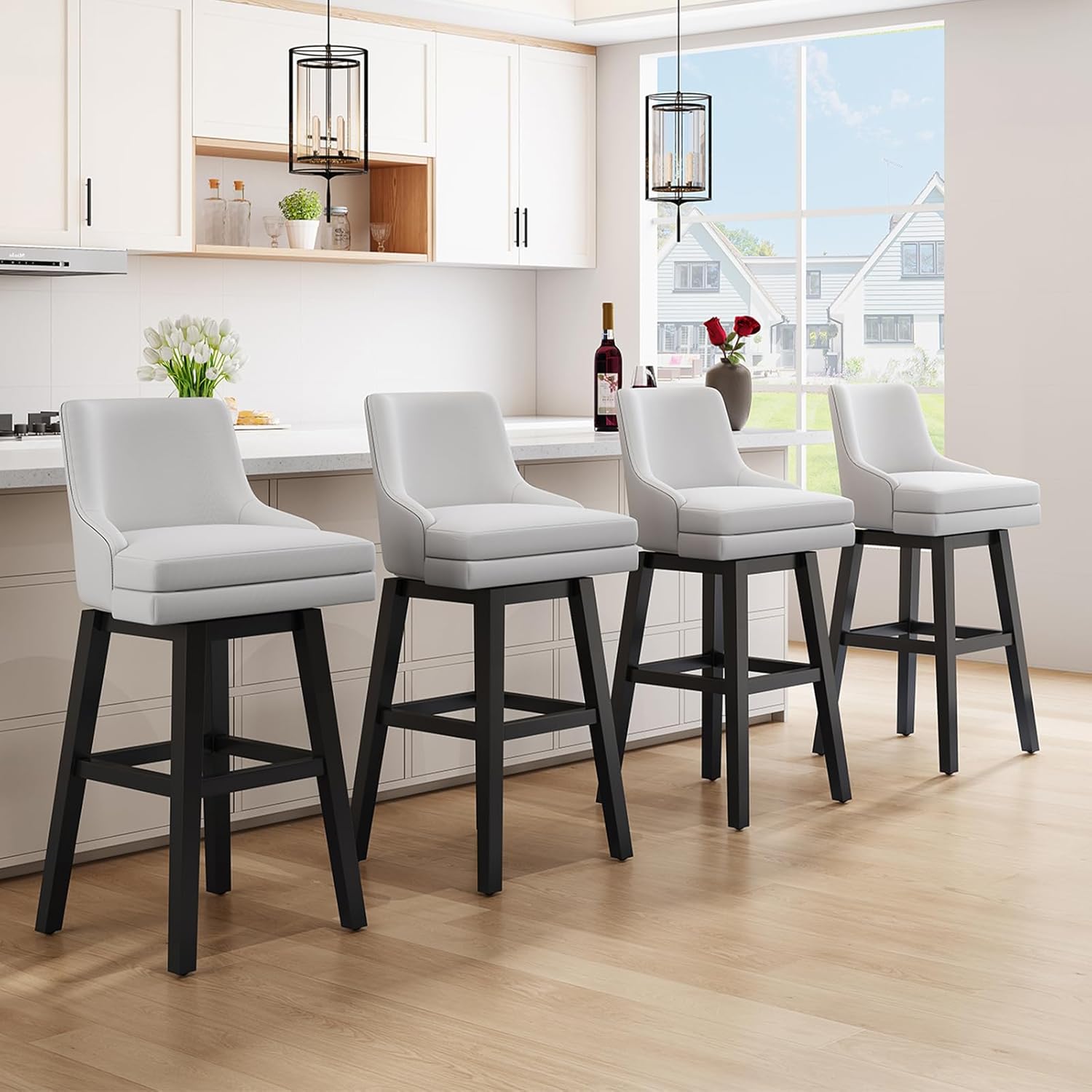 Amazon.com: GYI 30 Inch Bar Stools Set of 4, Swivel Counter Height Bar ...