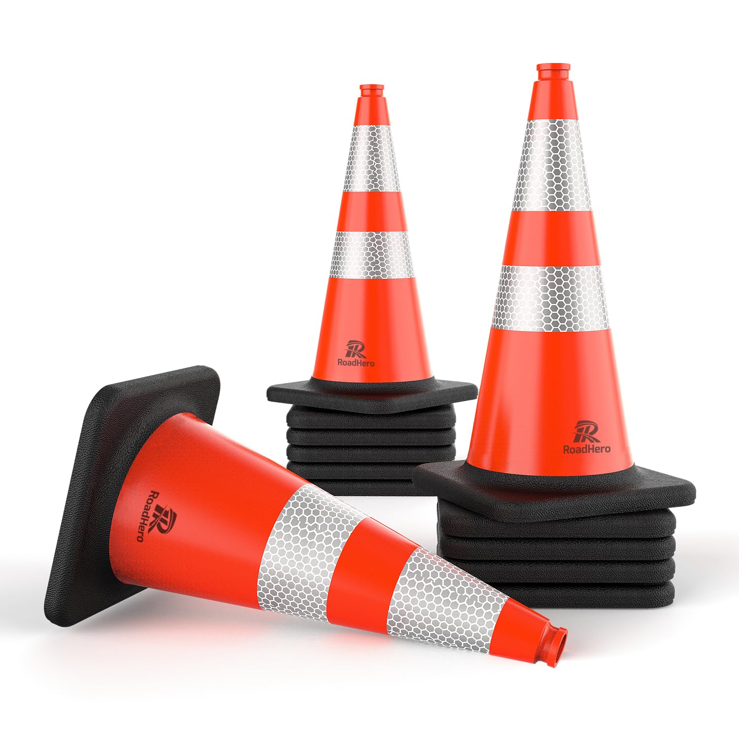 Snapklik.com : RoadHero 12 Pack Traffic Safety Cones 28 Inch, PVC Cone