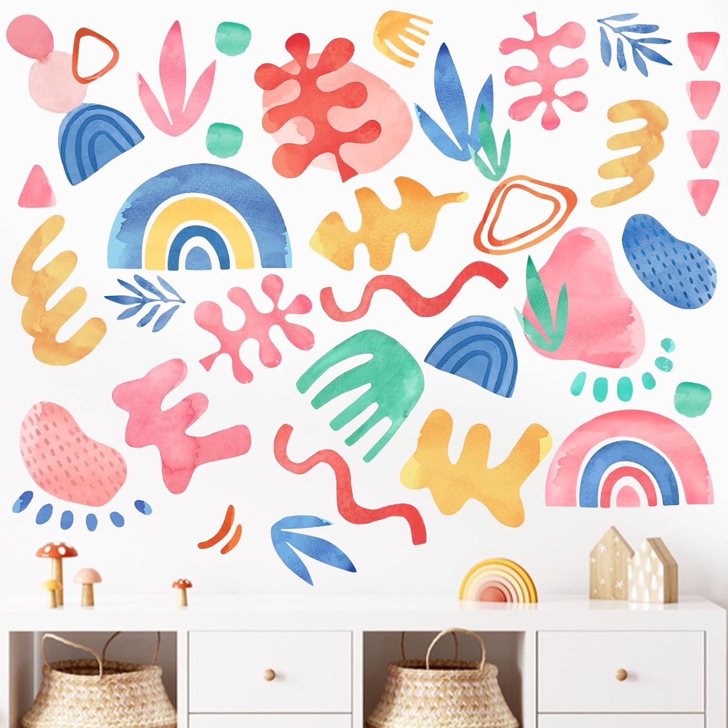 Amazon.com: Mfault Boho Watercolor Wall Decals Stickers, Bohemian ...