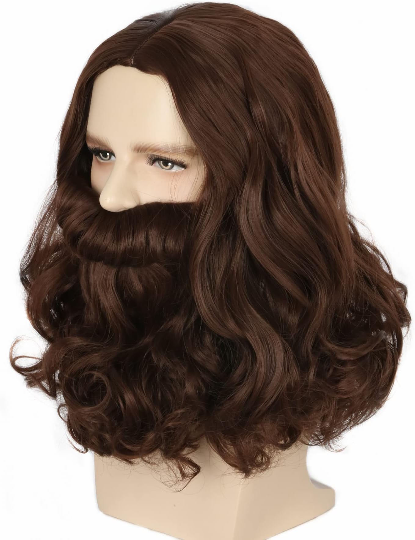 Amazon.com: Topcosplay Mens Wigs and Beard Ash Blonde Long Curly ...