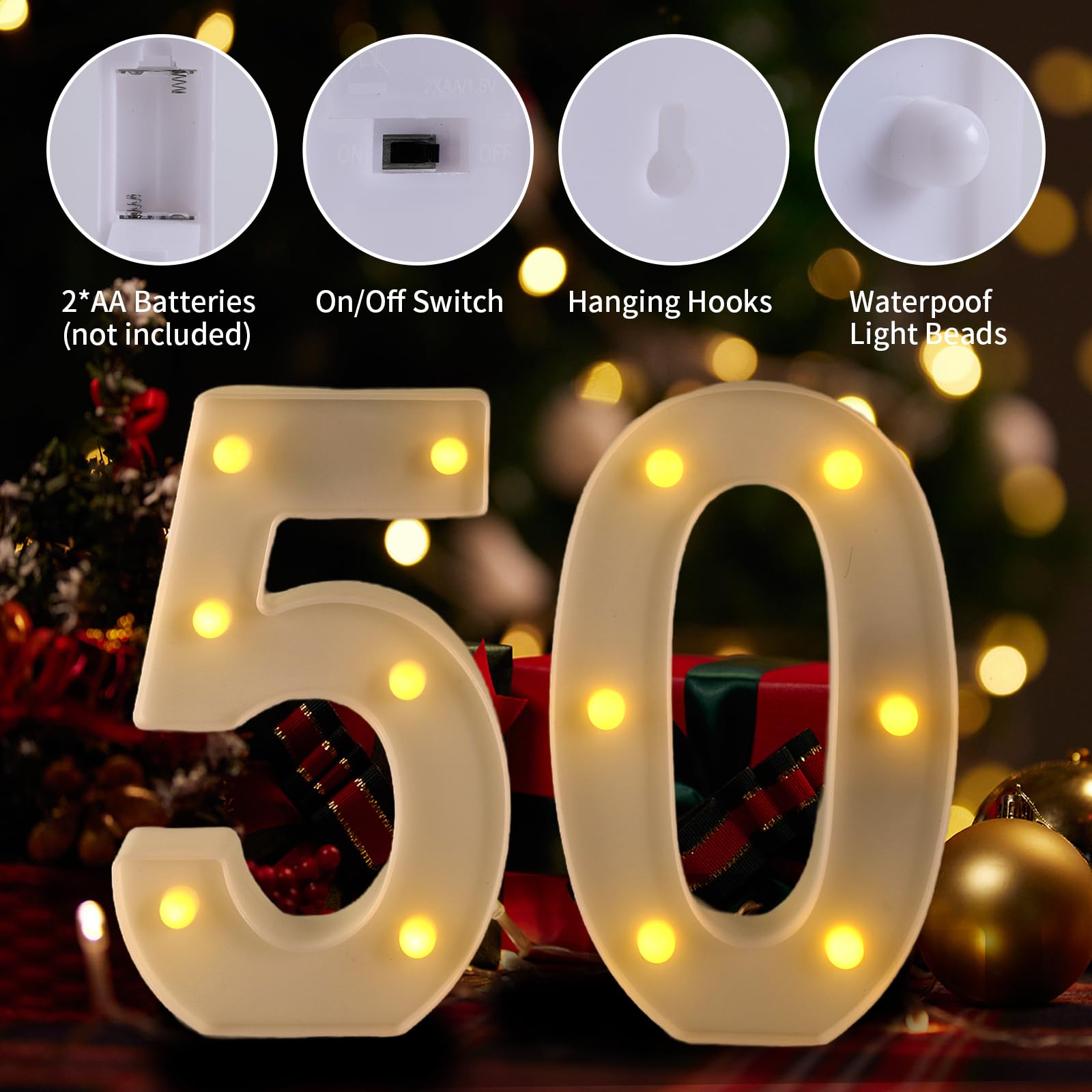 Snapklik.com : 50th Birthday Decorations Woman Man,Marquee Numbers For ...