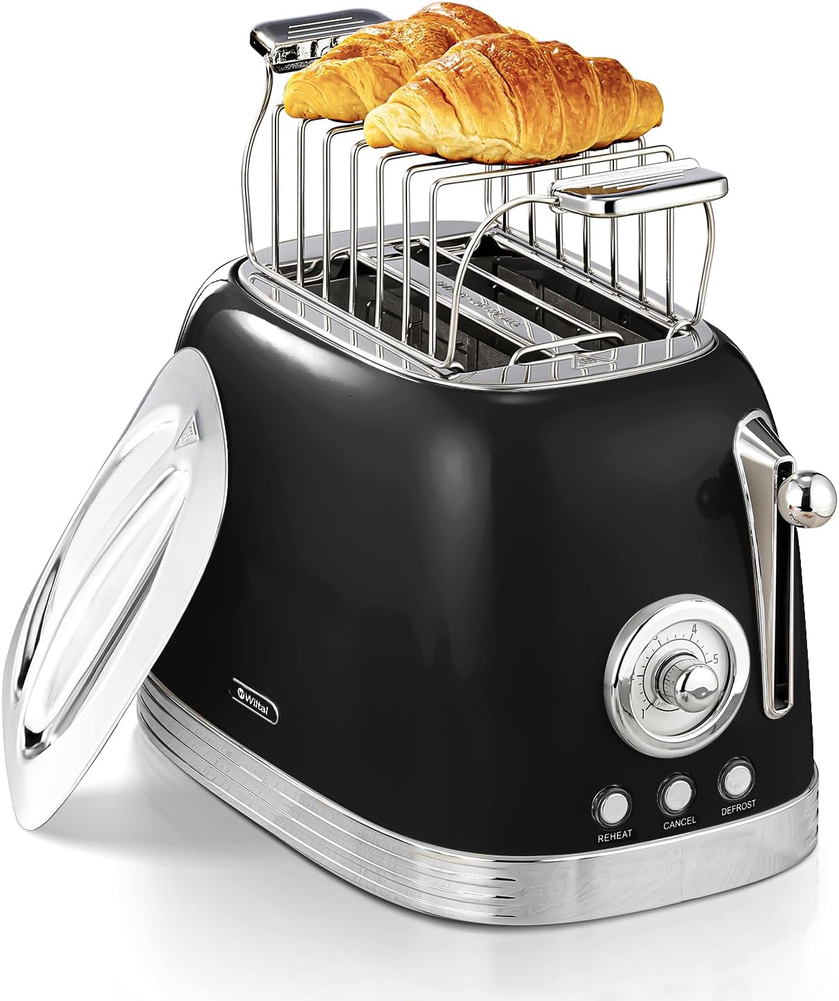 Amazon.com: Wiltal Beige Cute Retro Toaster 2 Slice with 1.58" Wide ...