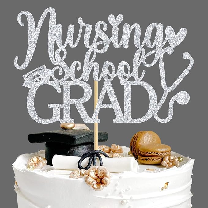 Amazon.com: Nursing School Grad Cake Topper, Congrats Nurse/BSN/RN/NP ...