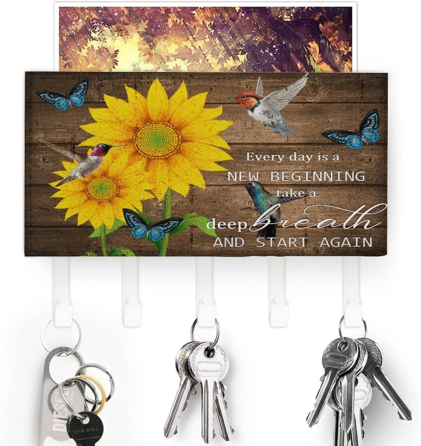 Amazon.com: Every Day is A New Beginning Take A Deep Breath Key Holder ...