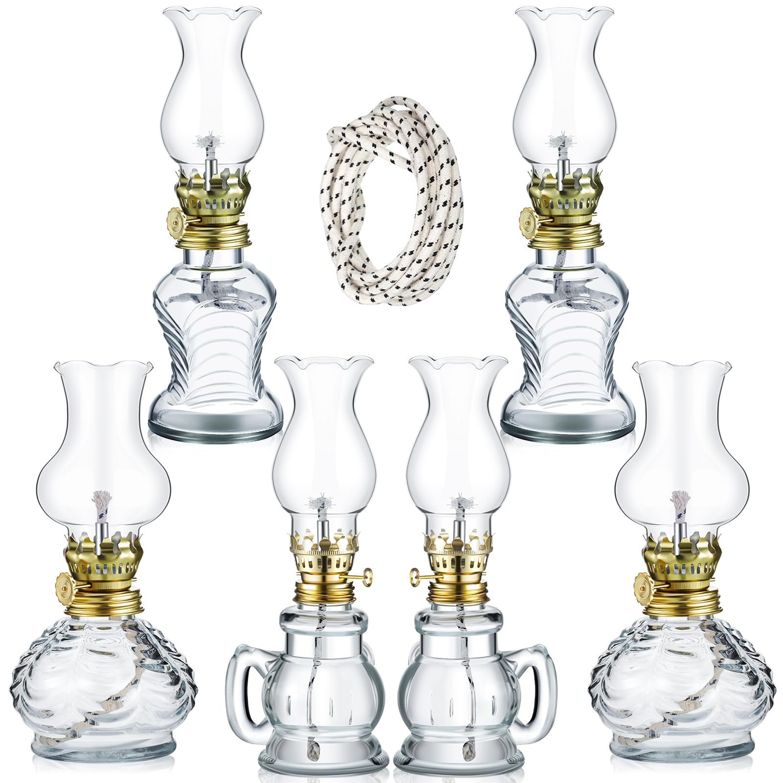 Amazon.com: Yexiya 6 Pcs Oil Lamp Vintage Glass Kerosene Lamp Rustic ...