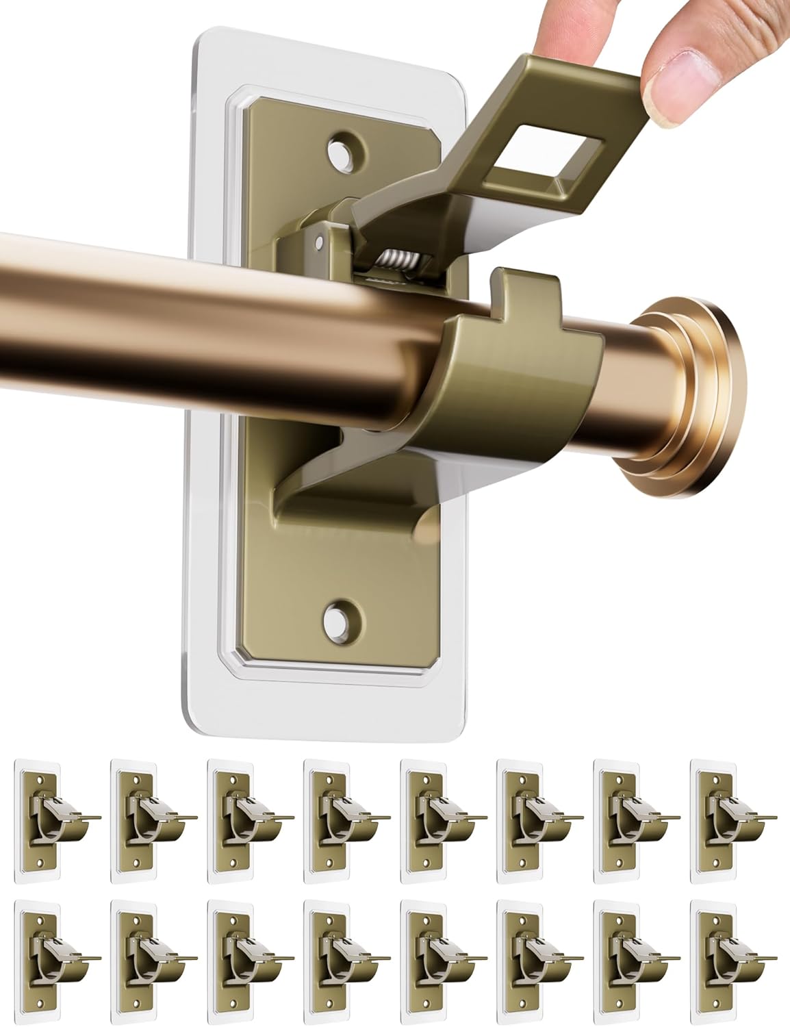 Amazon.com: ANDGOO 16 Pack No Screw Curtain Rod Hangers, Self Adhesive ...