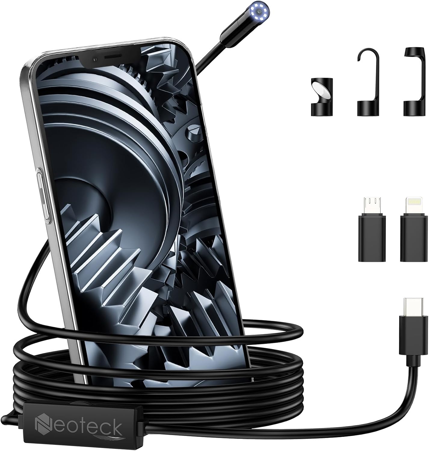 Amazon.com: Neoteck Endoscope Snake Inspection Camera with 8 Lights, 5 ...