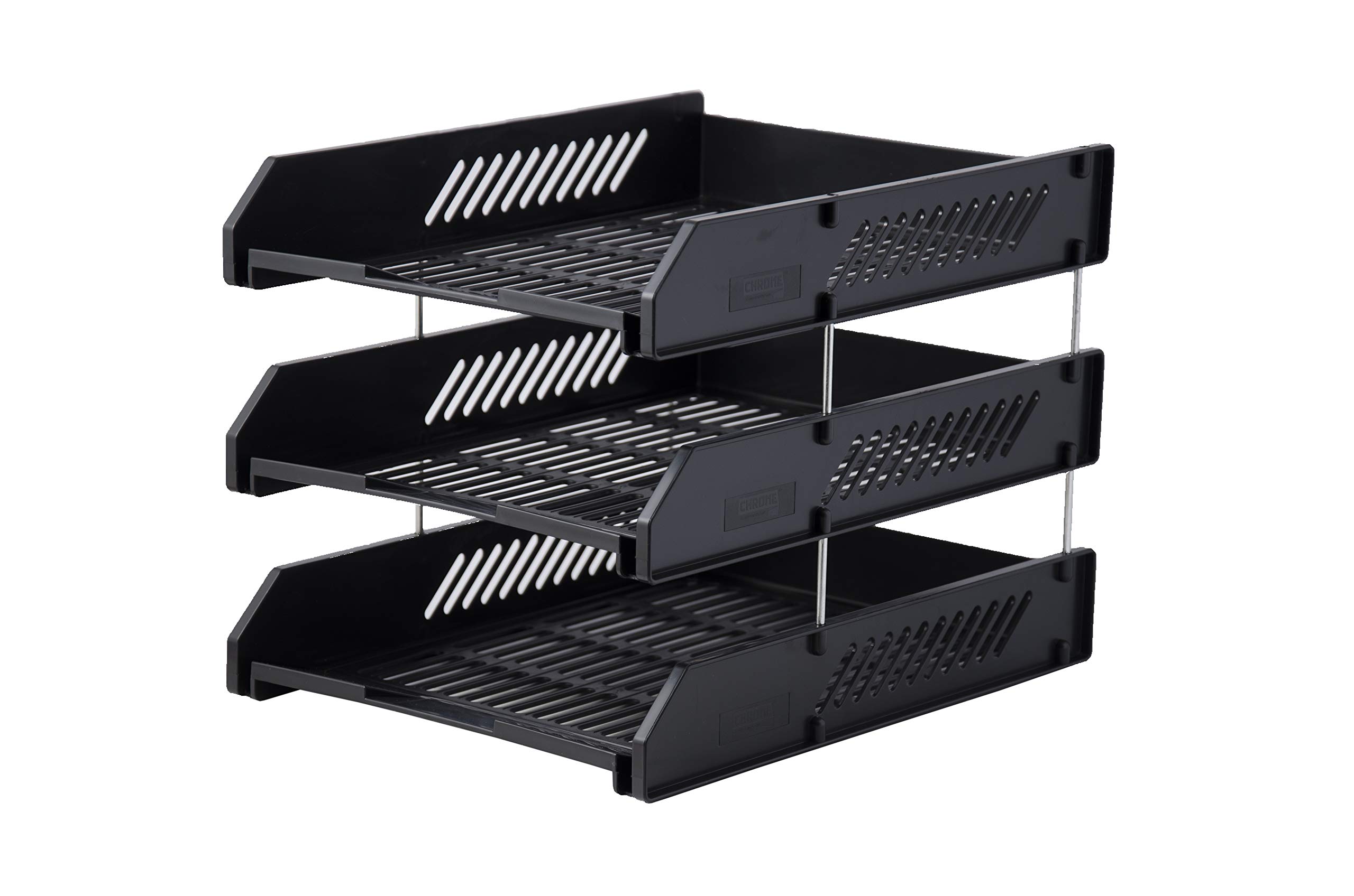 Chrome 9636 3-Tier Plastic Document Tray (Black) : Amazon.in: Office ...