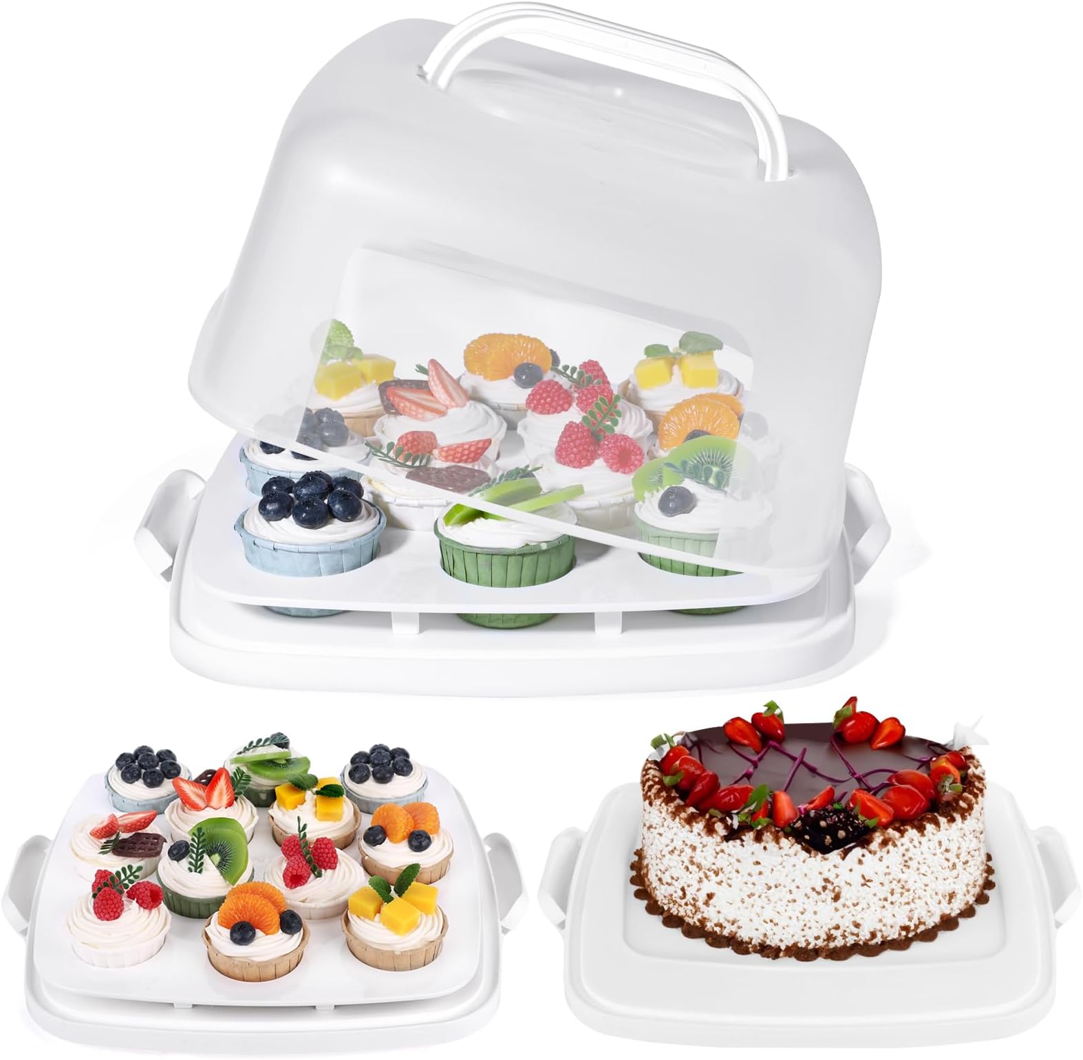 Amazon.com: HANSGO Cake Carrier with Lid, White Square Cake Holder ...