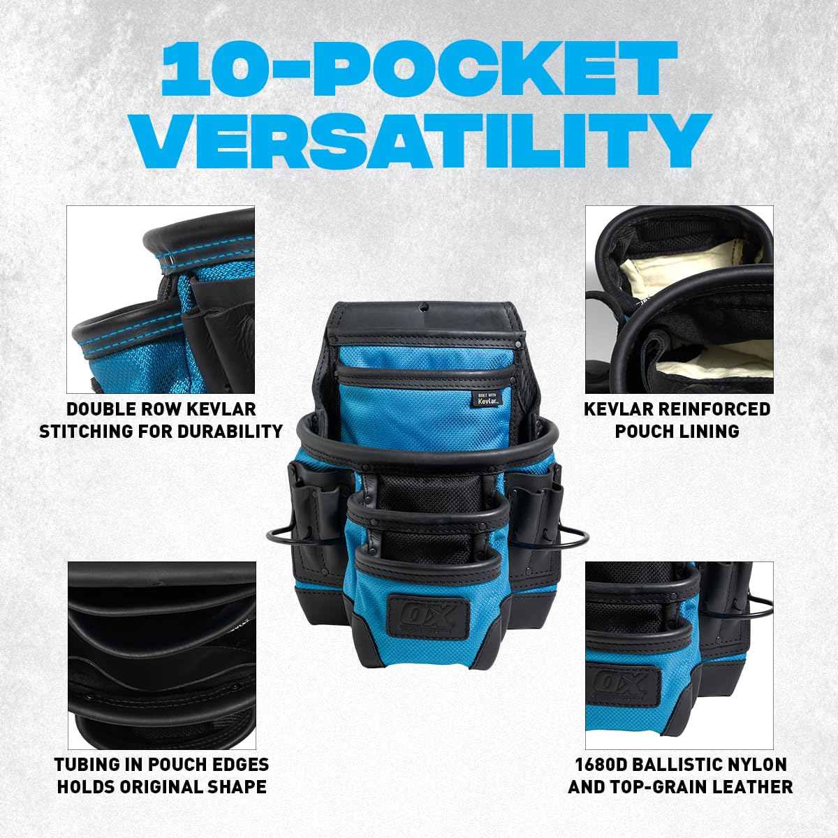 Snapklik.com : OX Ultimate 10 Pocket Leather & Nylon Dual Hammer Holder ...