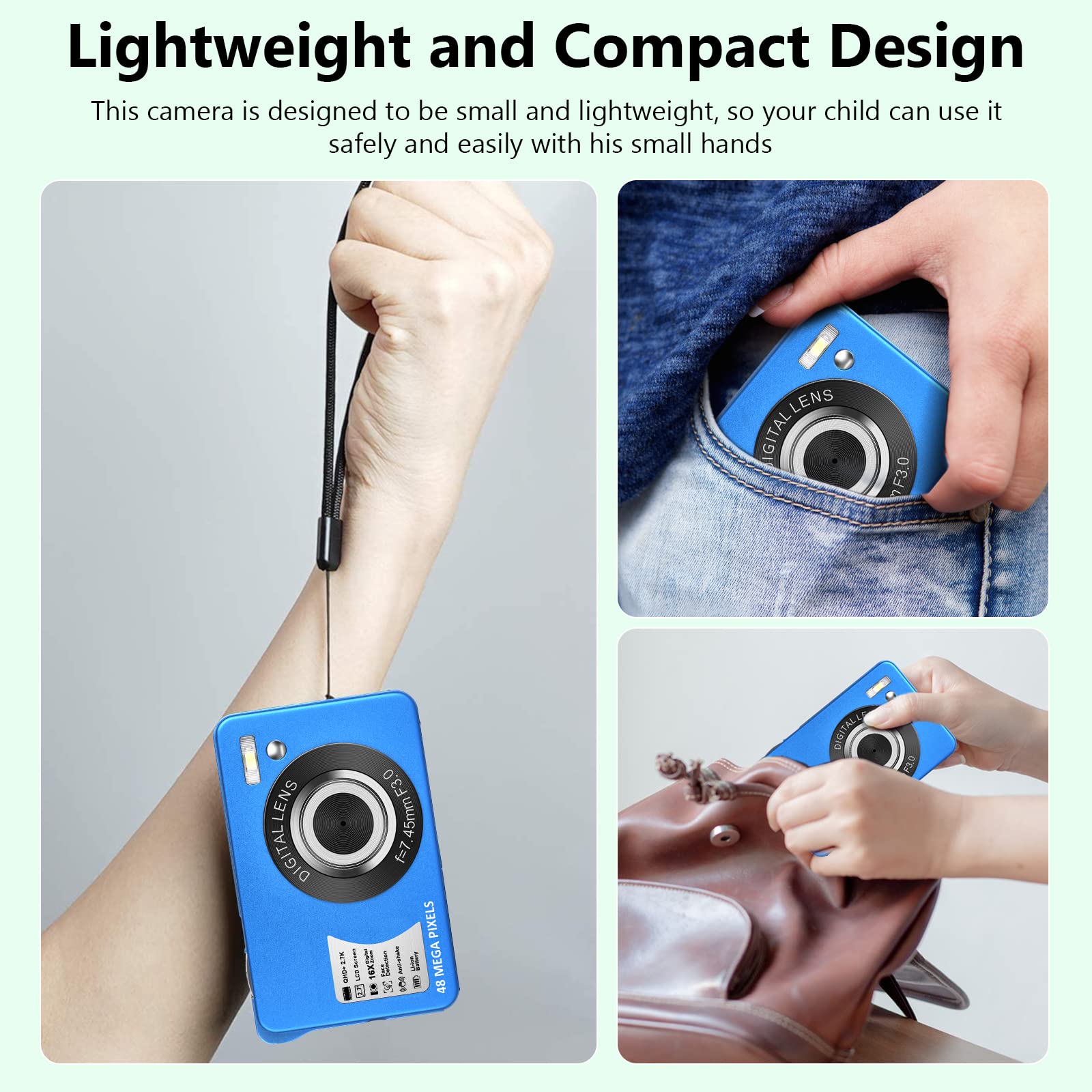 JHAMAL Digital Camera 48MP 2.7K Compact Vlogging Camera with 16X ...