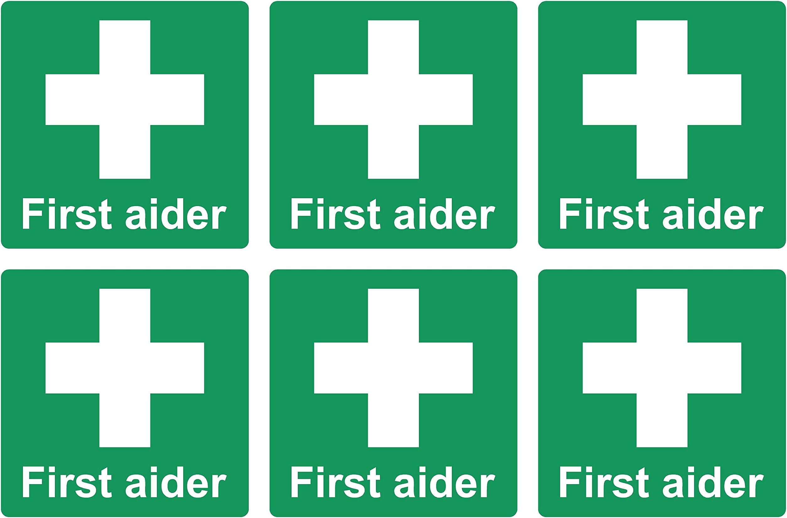 Pack of 4 First Aid Sticker Self Adhesive Waterproof Vinyl 50mm x 50mm ...