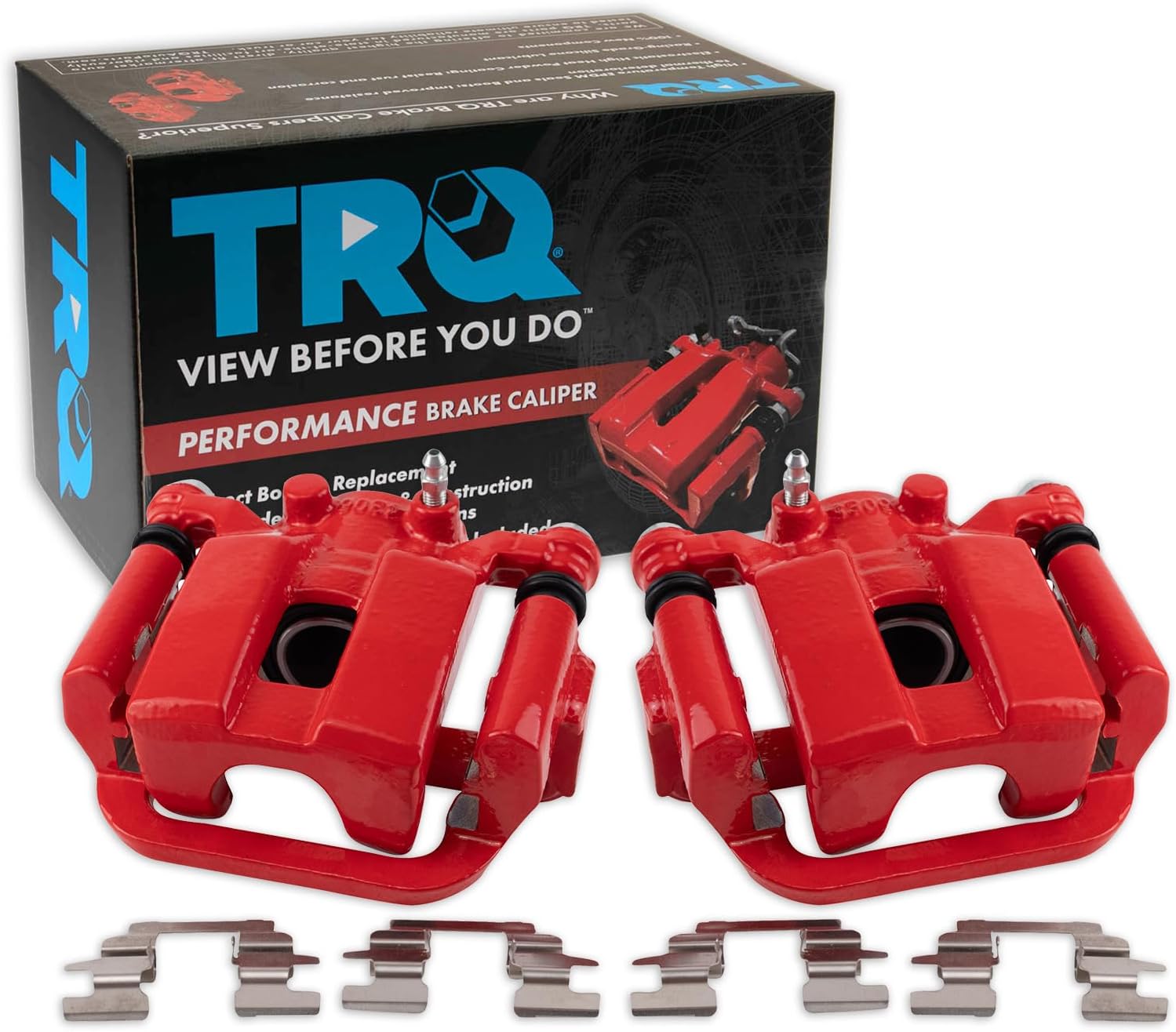 Amazon.com: TRQ Rear Performance Brake Caliper Set Red Compatible with ...
