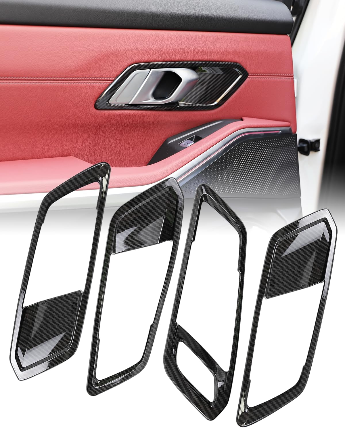 Amazon.com: SHSBSCAR G20 Car Inner Door Handle Bowl Frame Cover,Carbon ...