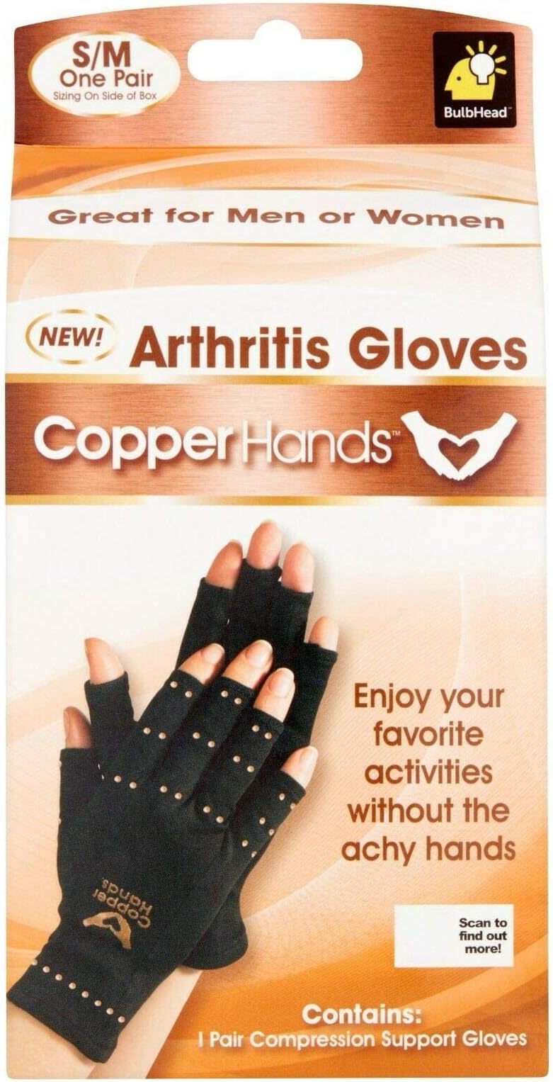 Amazon.com: Copper Hands Fingerless Compression Gloves by BulbHead ...