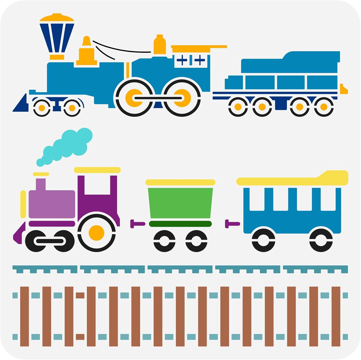 Amazon.com: FINGERINSPIRE Train Graphics Stencil 11.8x11.8inch Reusable ...