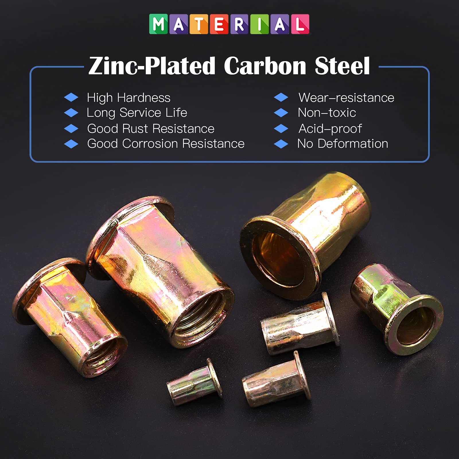 Snapklik.com : Glarks 60Pcs M3 Half Hex Body Flange Rivet Nuts Zinc ...