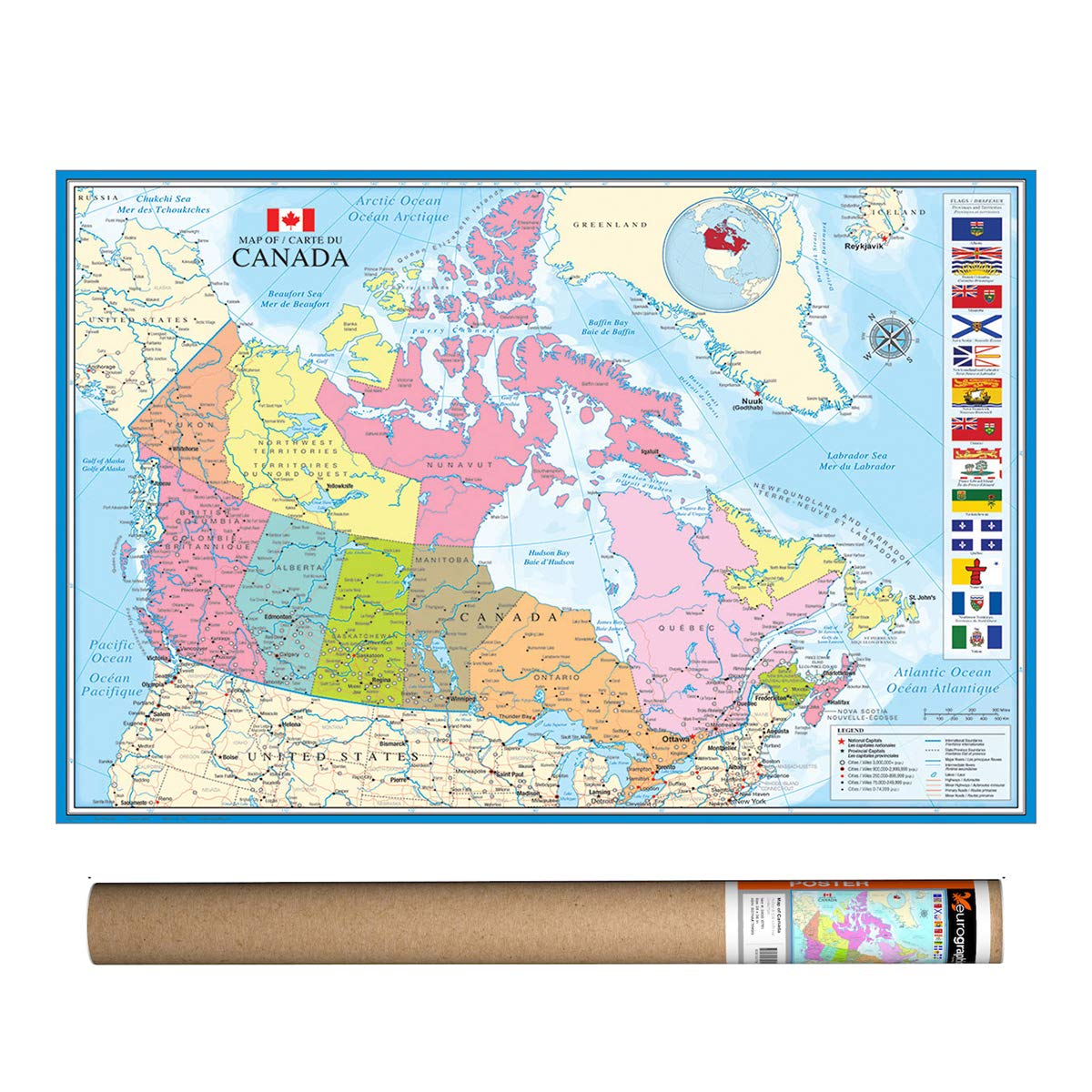 EuroGraphics Map of Canada - (Detailed) Poster 36 x 24 inch : Amazon.ca ...