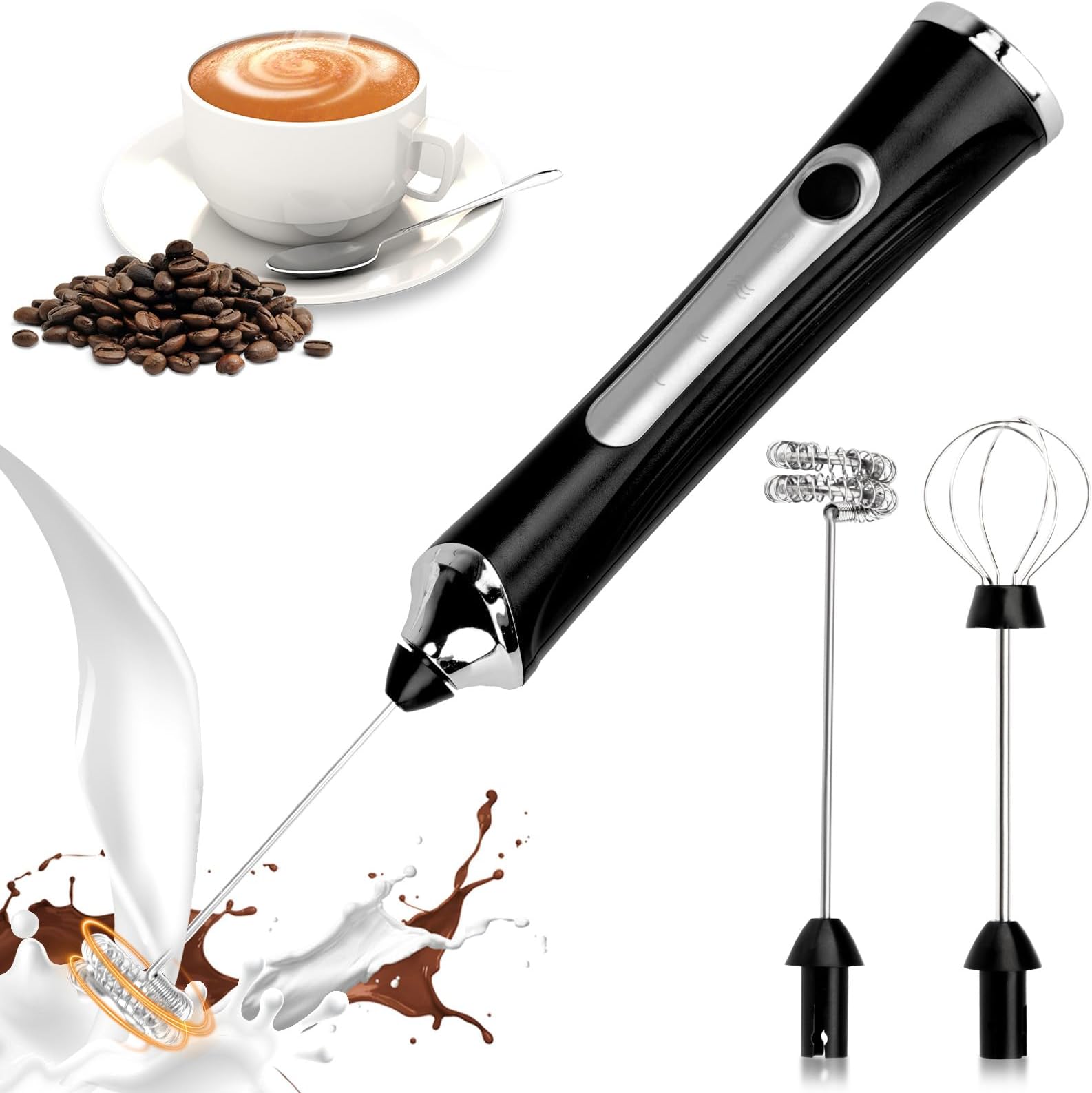 Amazon.com: Rechargeable Milk Frother Handheld For Coffee,3 Speeds ...