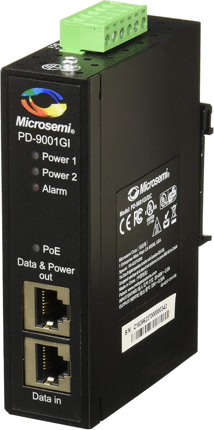 Microsemi PD-9001GI/DC PoE injector, 30W, 1 output connector, Black ...