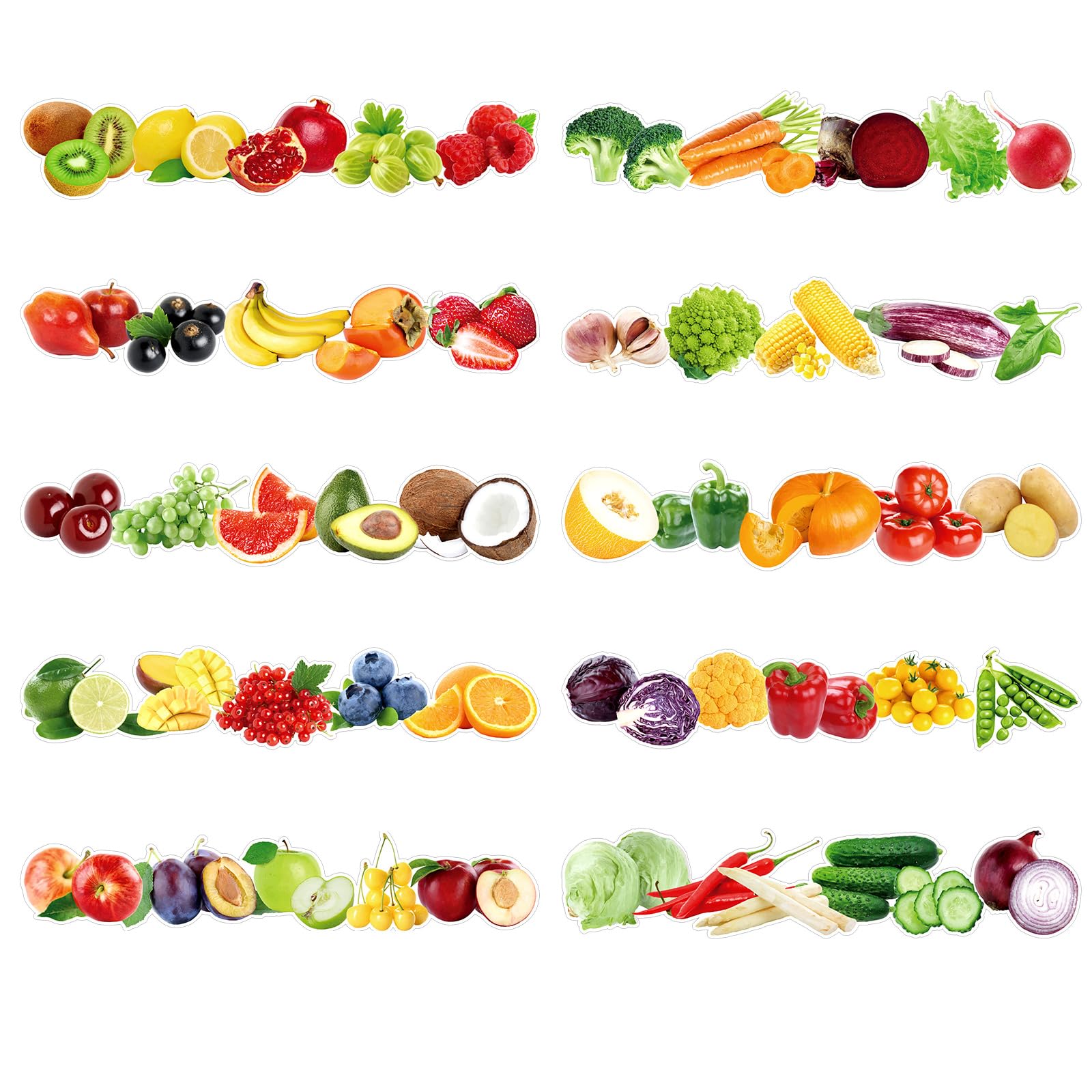 Buy 60 Pcs 69 ft Fruit Vegetable Bulletin Board Borders 10 Design ...