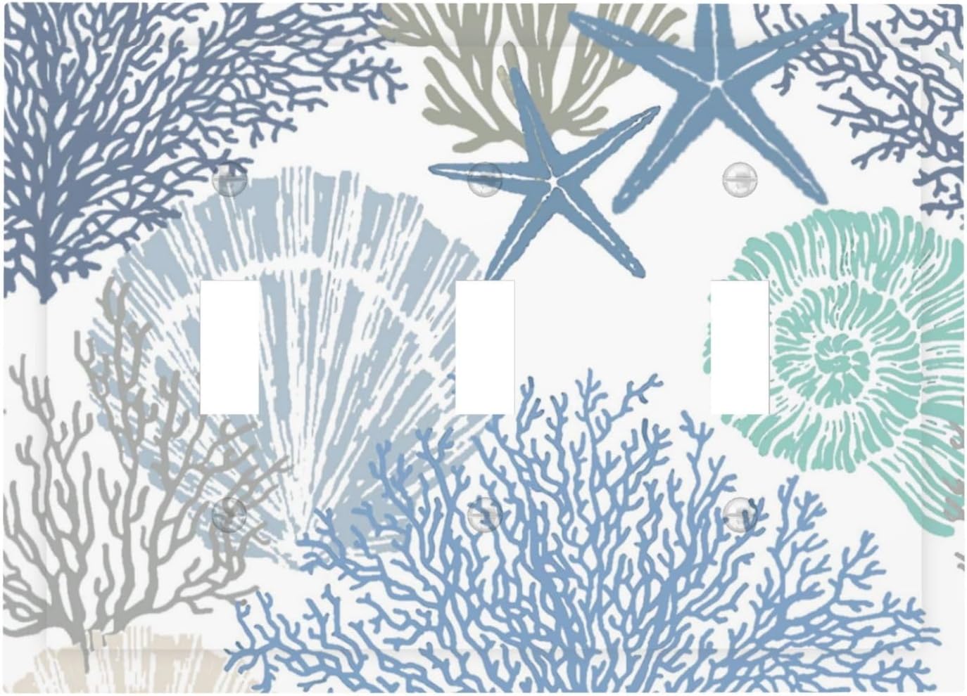 Coral Starfish Shells Seashell 3 Gang Light Switch Plate Decorative ...