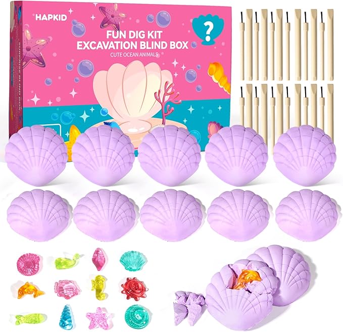 Amazon.com: HapKid Ocean Animals Dig Kit - 12 Seashell Shaped Dig ...