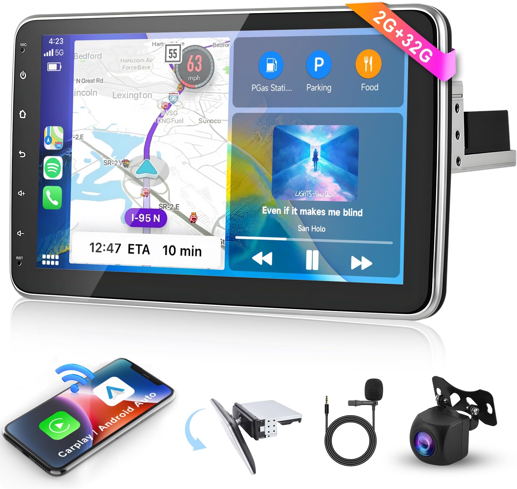 2G+32G sans Fil Carplay Android 11.0 Autoradio 1 Din avec Android Auto ...