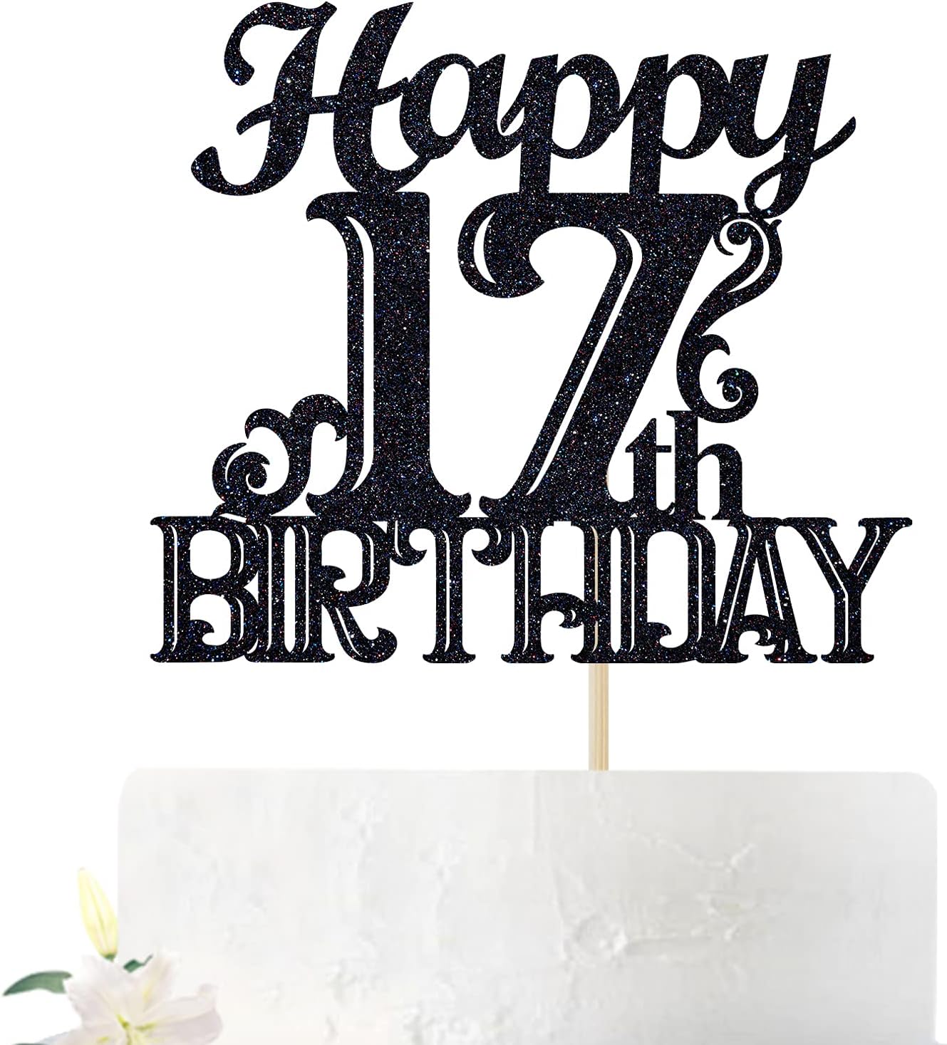 Amazon.com: Nanvin Happy 17th Birthday Cake Topper - Seventeen/Hello 17 ...
