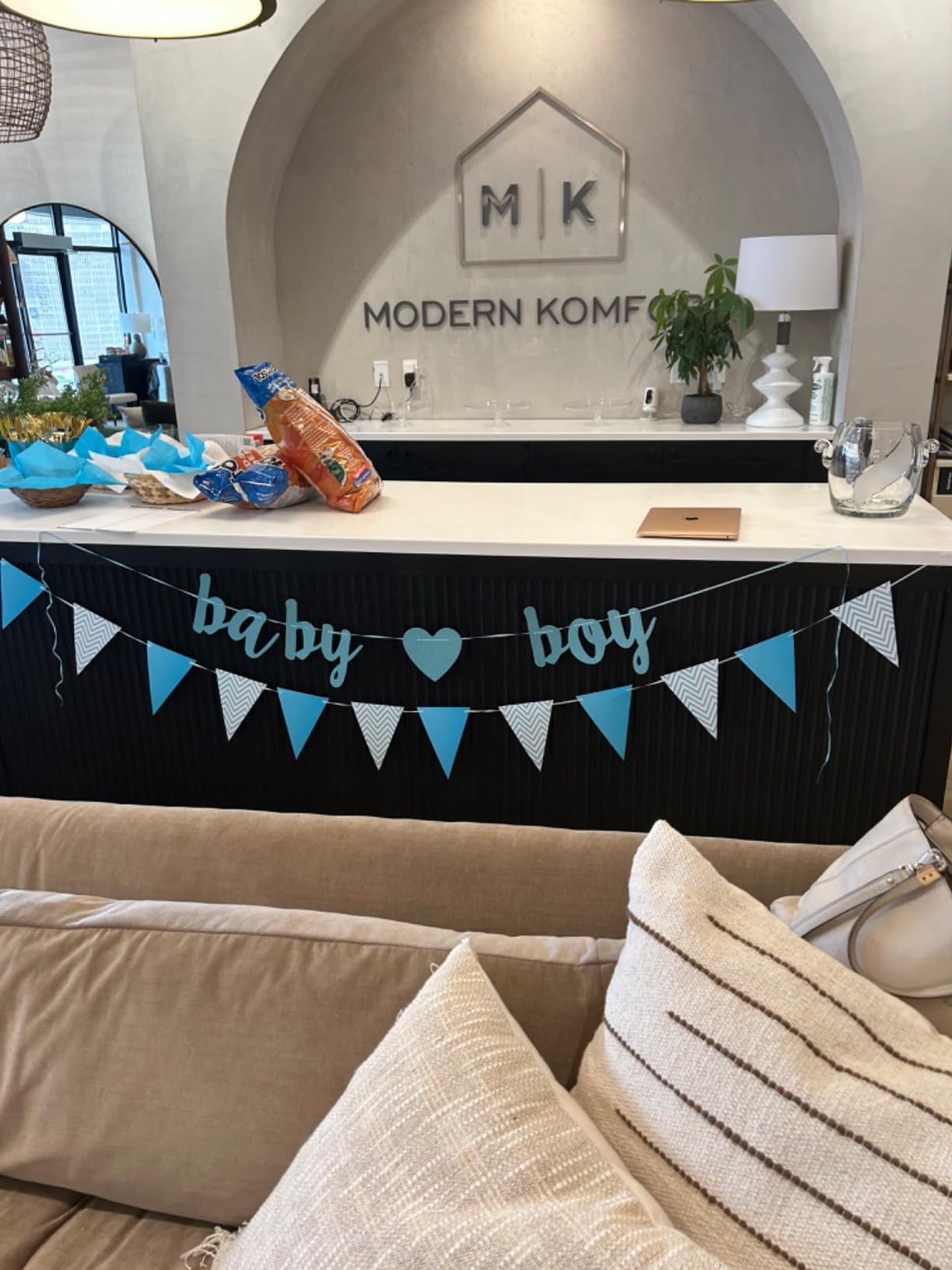 Welcome Baby Boy Banner, Blue Glitter Paper Flags for Baby Shower ...